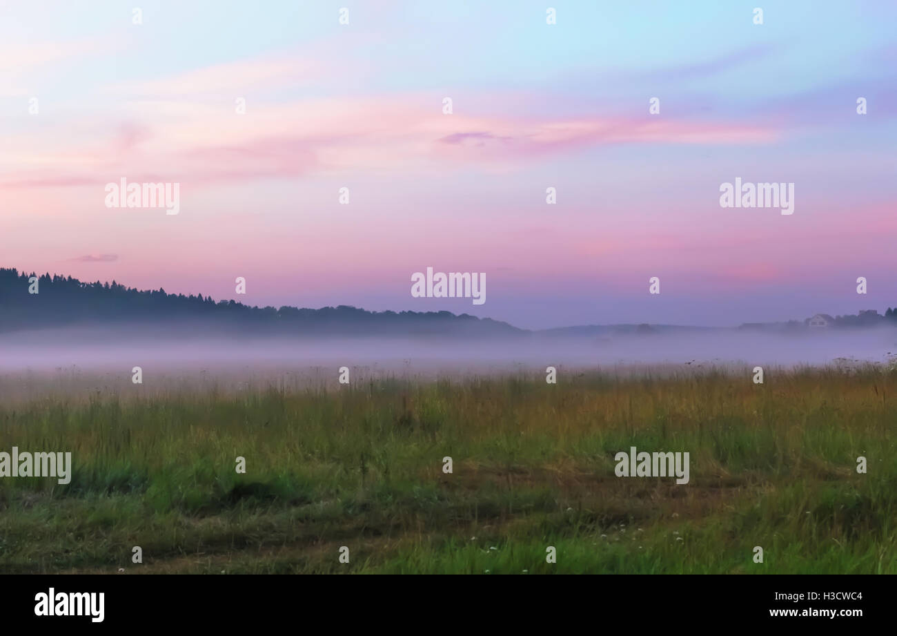Fog in field evening hi-res stock photography and images - Alamy