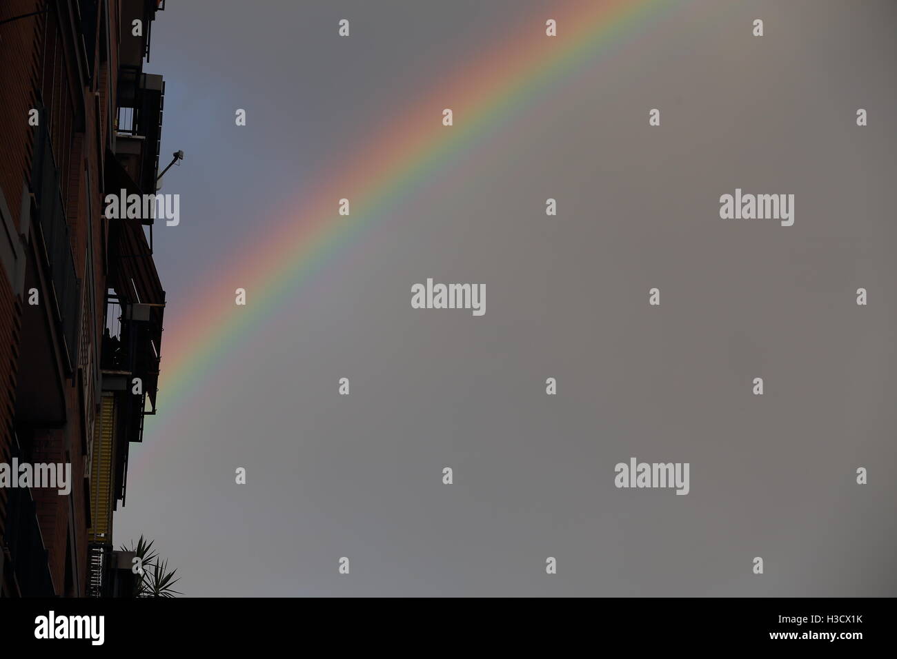 Roma, Italy. 05th Oct, 2016. A rainbow after a storm appears in the ...