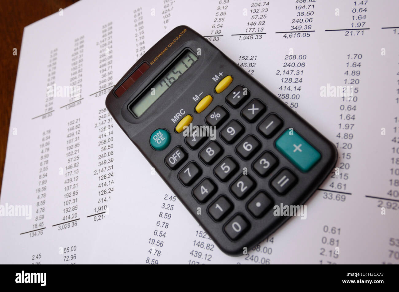 Calculator on Table of Figures Stock Photo - Alamy