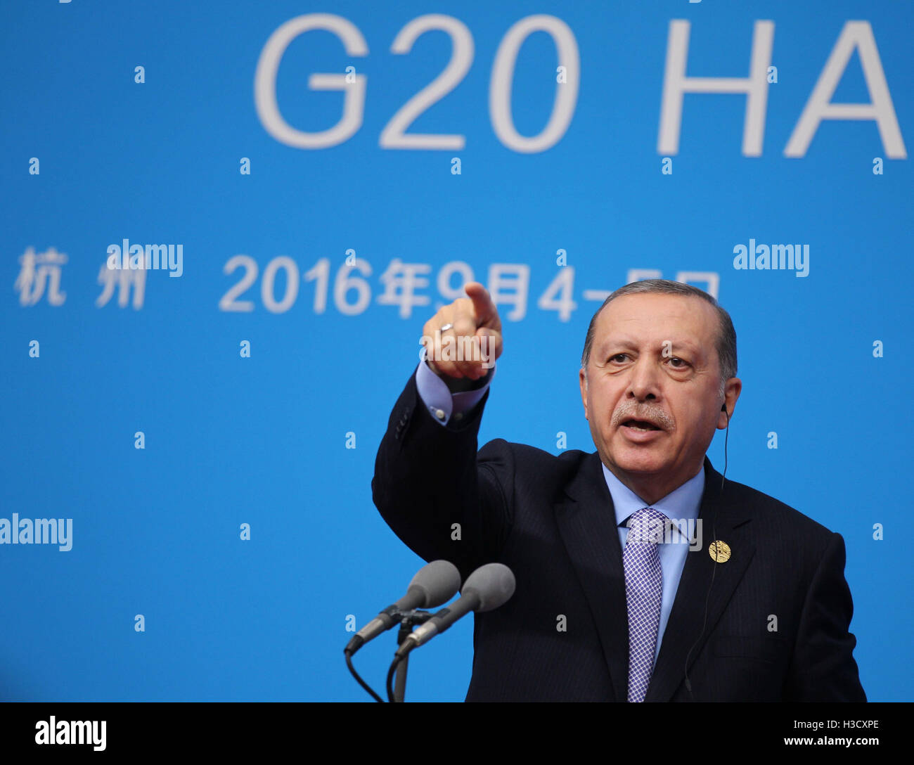 Recep Tayyip Erdogan, President of Turkey, addresing the press ...