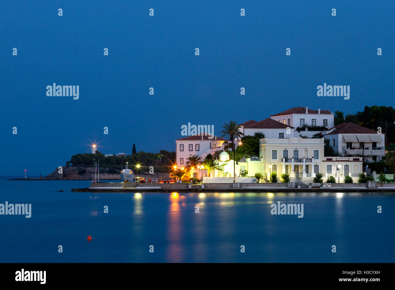 Partial view of the port of Spetses, at Spetses island, in Argosaronic ...
