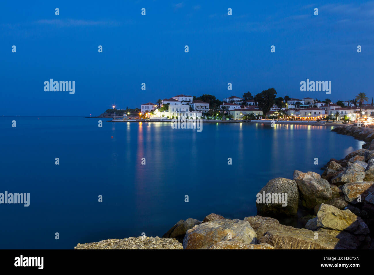 Partial view of the port of Spetses, at Spetses island, in Argosaronic ...