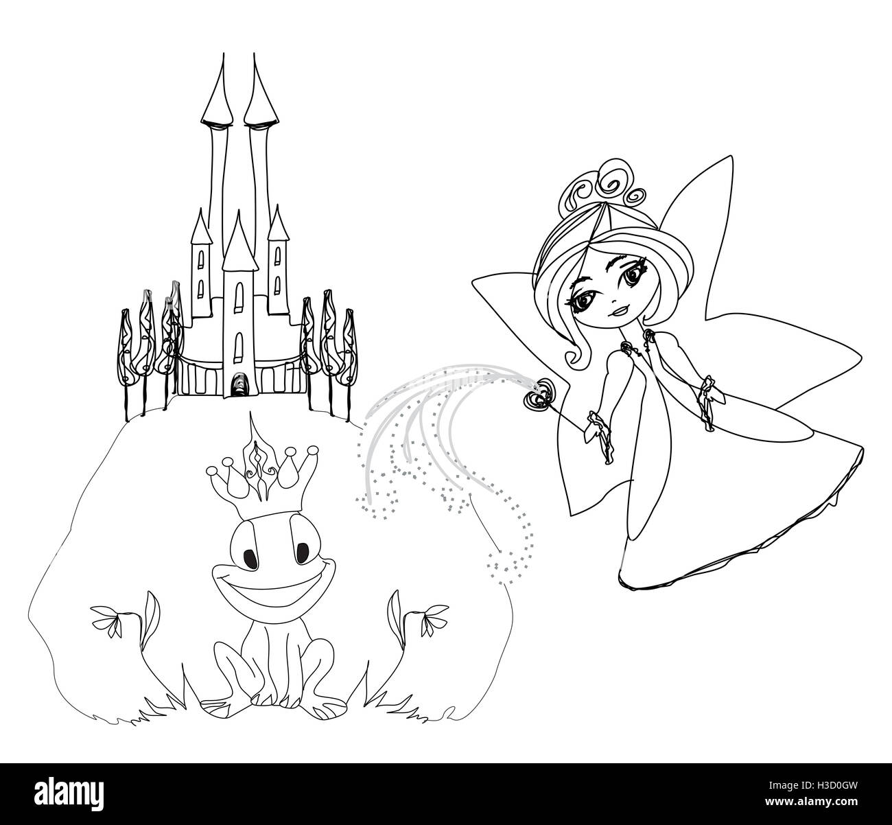 Frog Prince Cartoon Character and beautiful fairy Stock Photo - Alamy