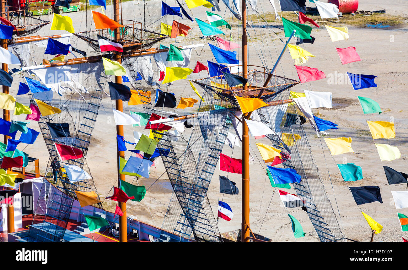 Colorful Pennants on Ship Masts Stock Photo - Alamy
