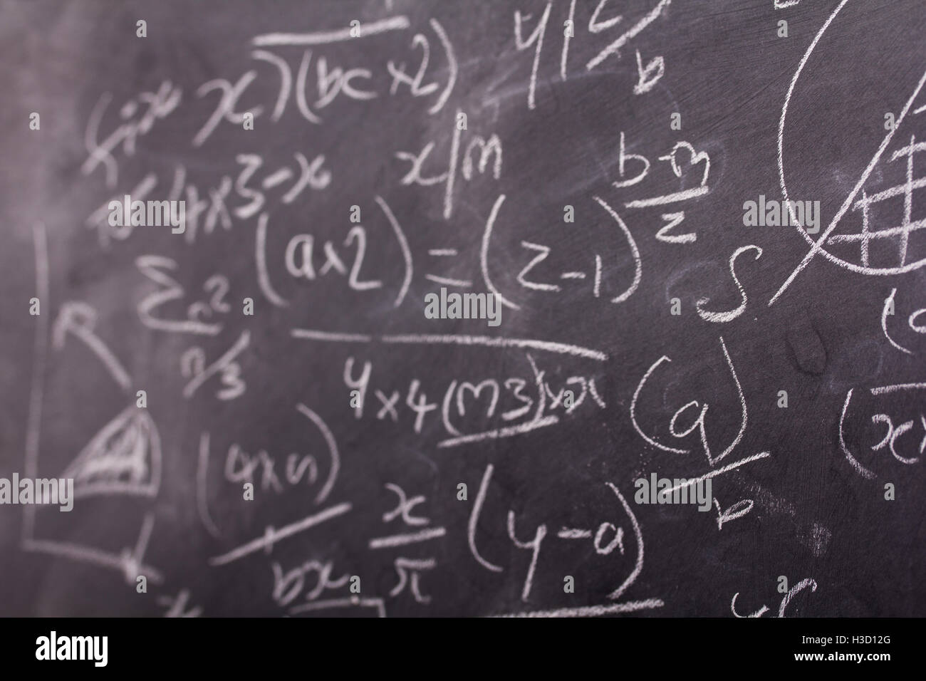 Close up of blackboard with maths equations and sums Stock Photo - Alamy