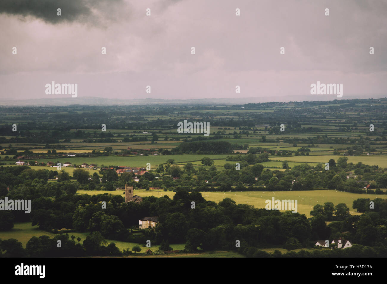 View over a church in the Chilterns, Buckinghamshire, England Vintage ...