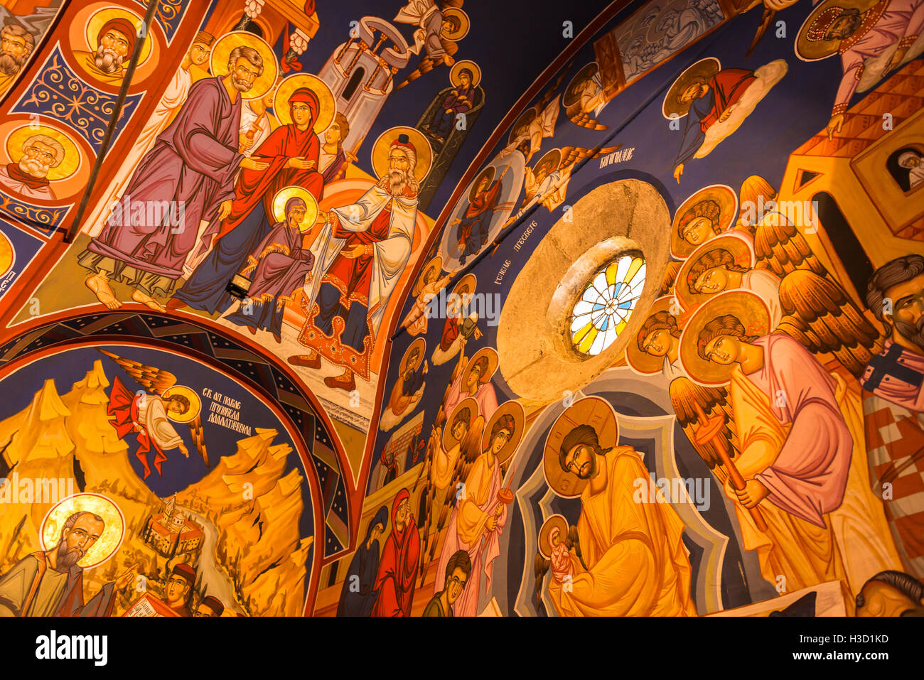 Frescos in the abbey chapel, Krka Monastery, Krka National Park ...
