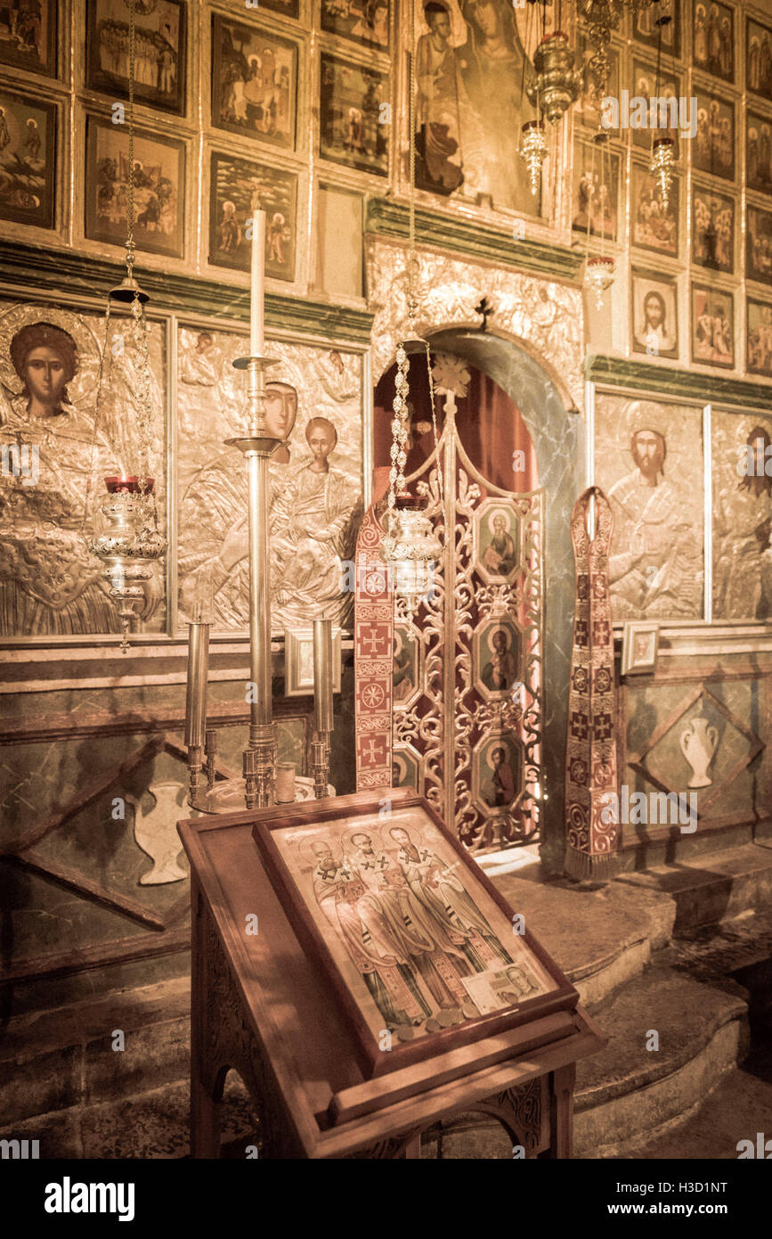 Altar in the abbey chapel, Krka Monastery, Krka National Park, Dalmatia ...