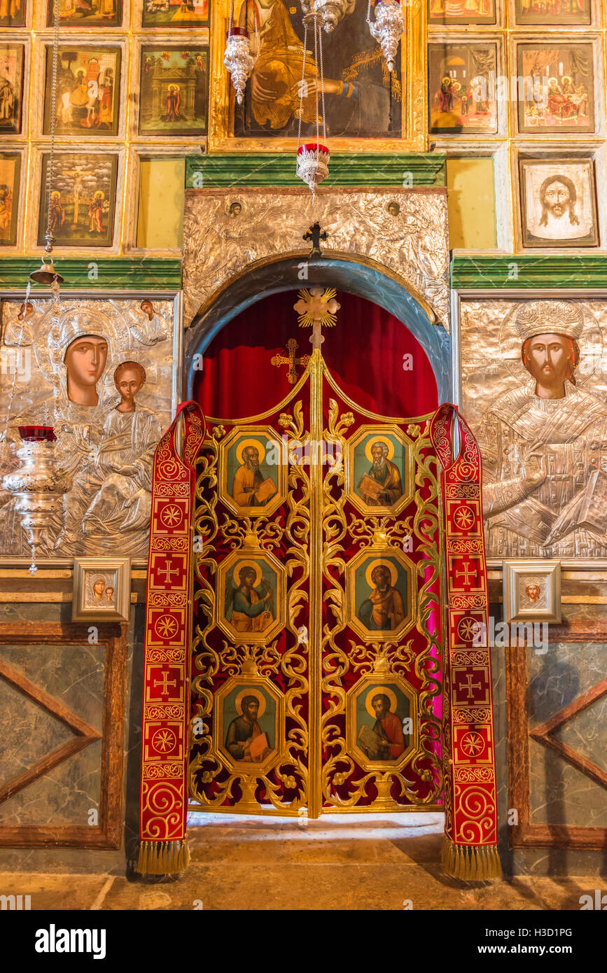 Altar in the abbey chapel, Krka Monastery, Krka National Park, Dalmatia ...