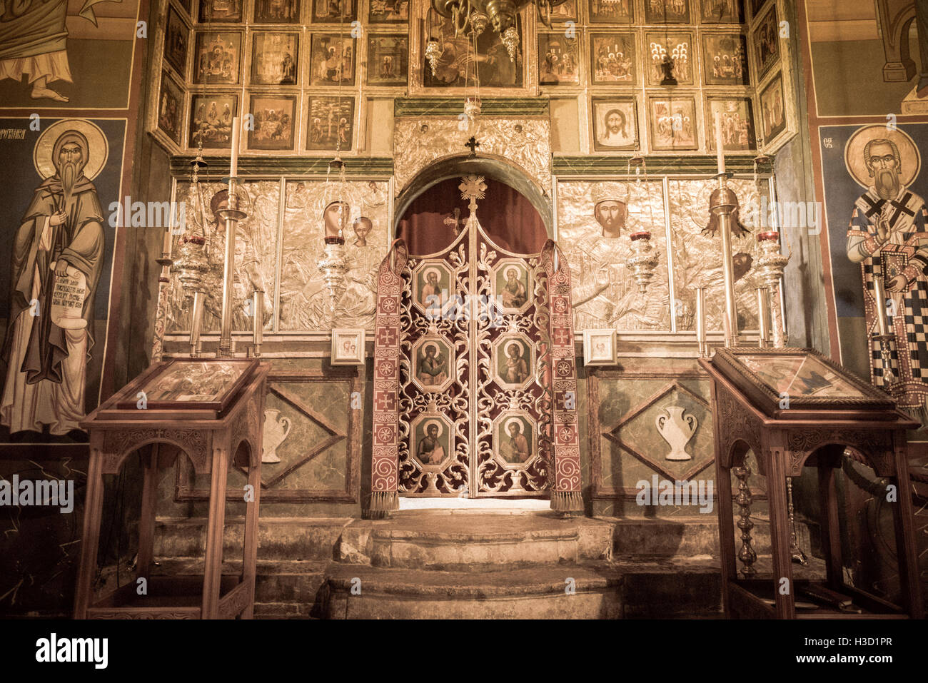 Altar in the abbey chapel, Krka Monastery, Krka National Park, Dalmatia ...