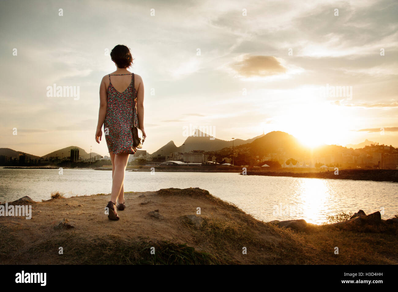 Woman sundress rear view hi-res stock photography and images - Alamy