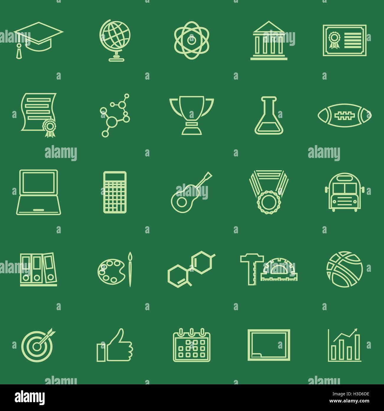 College line color icons on green background, stock vector Stock Vector ...