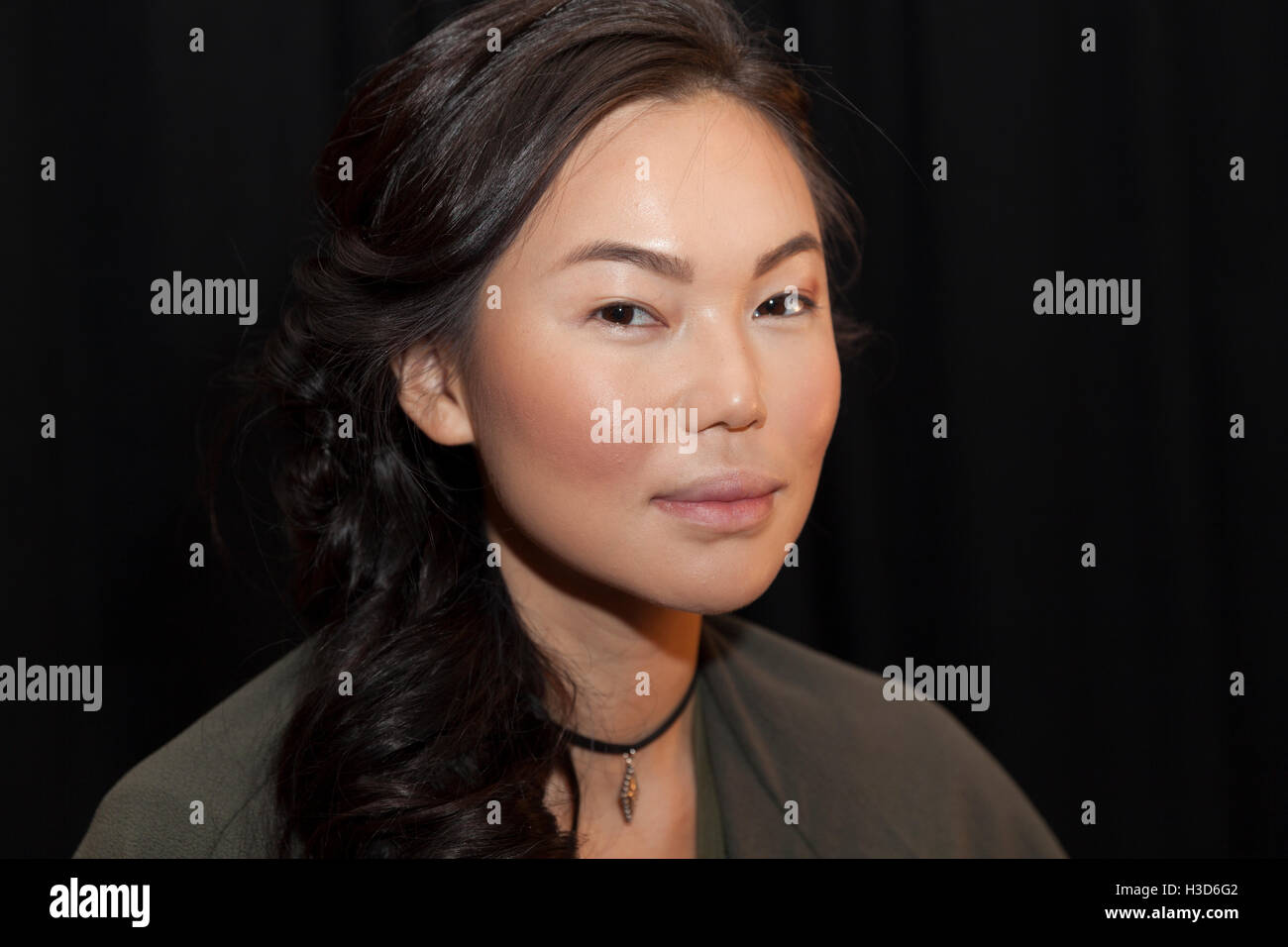 New York, NY USA - September 11, 2016: Model prepares backstage for ...