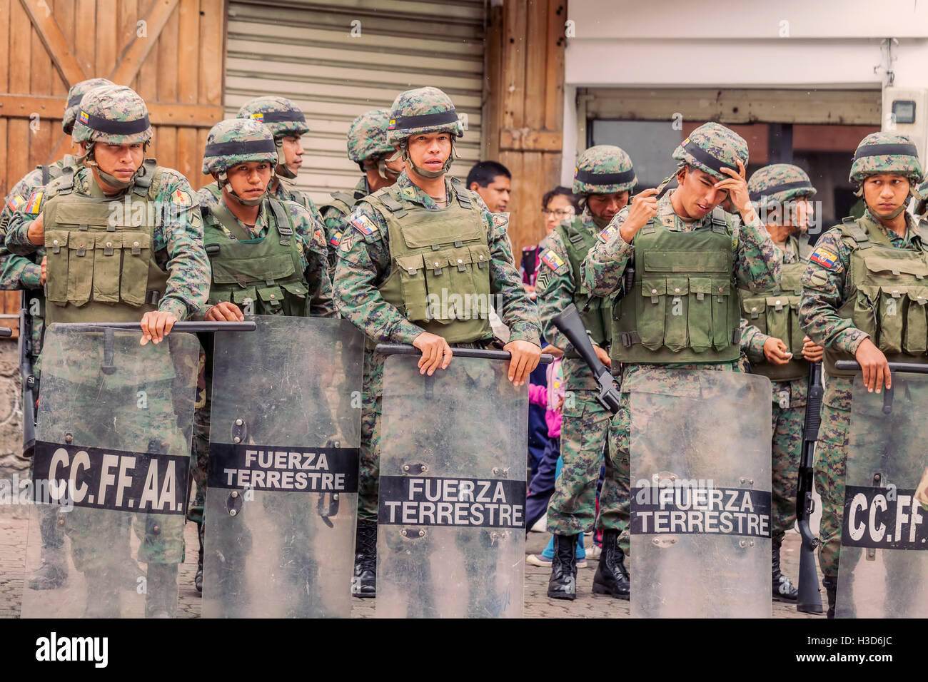 Banos De Agua Santa, Ecuador - 23 June, 2016: Ecuadorian Army Welcoming ...