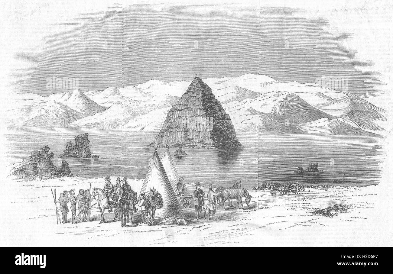 TEMPLES The Pyramid lake 1846. The Illustrated London News Stock Photo ...