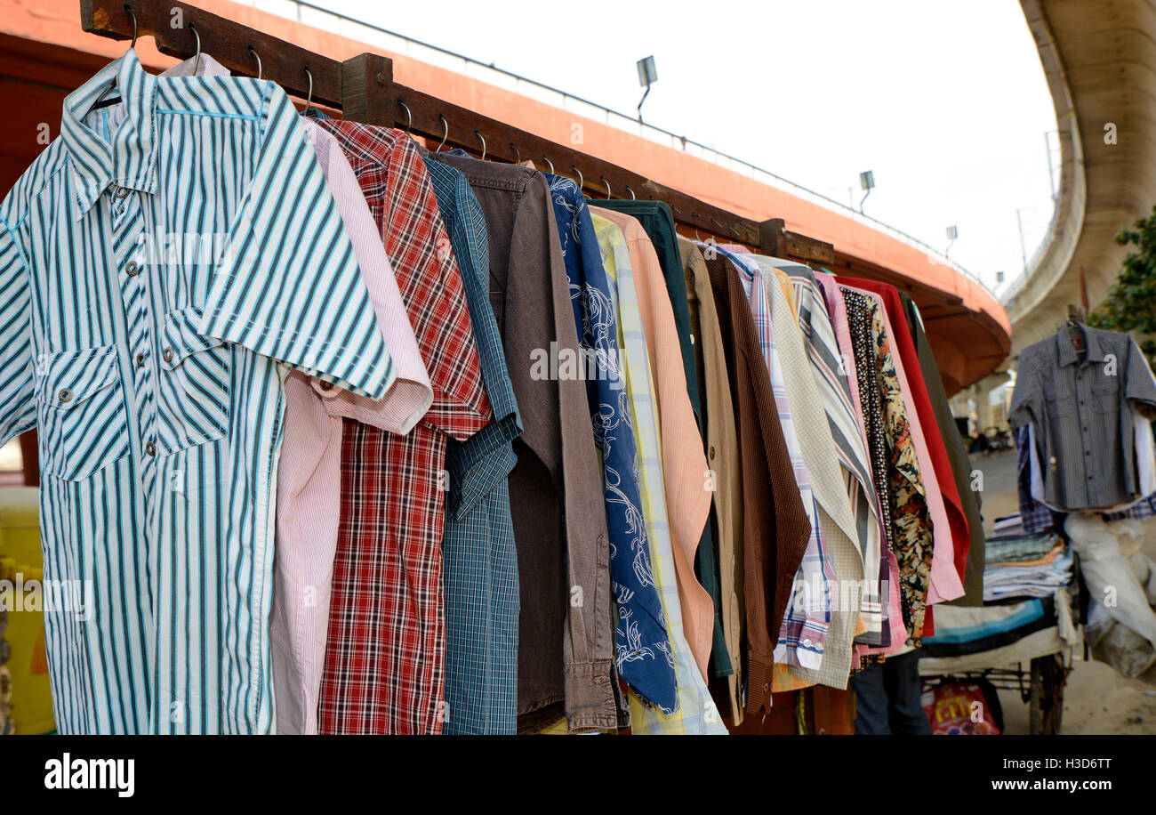 Clothes for sales at the Indian street Market Stock Photo - Alamy
