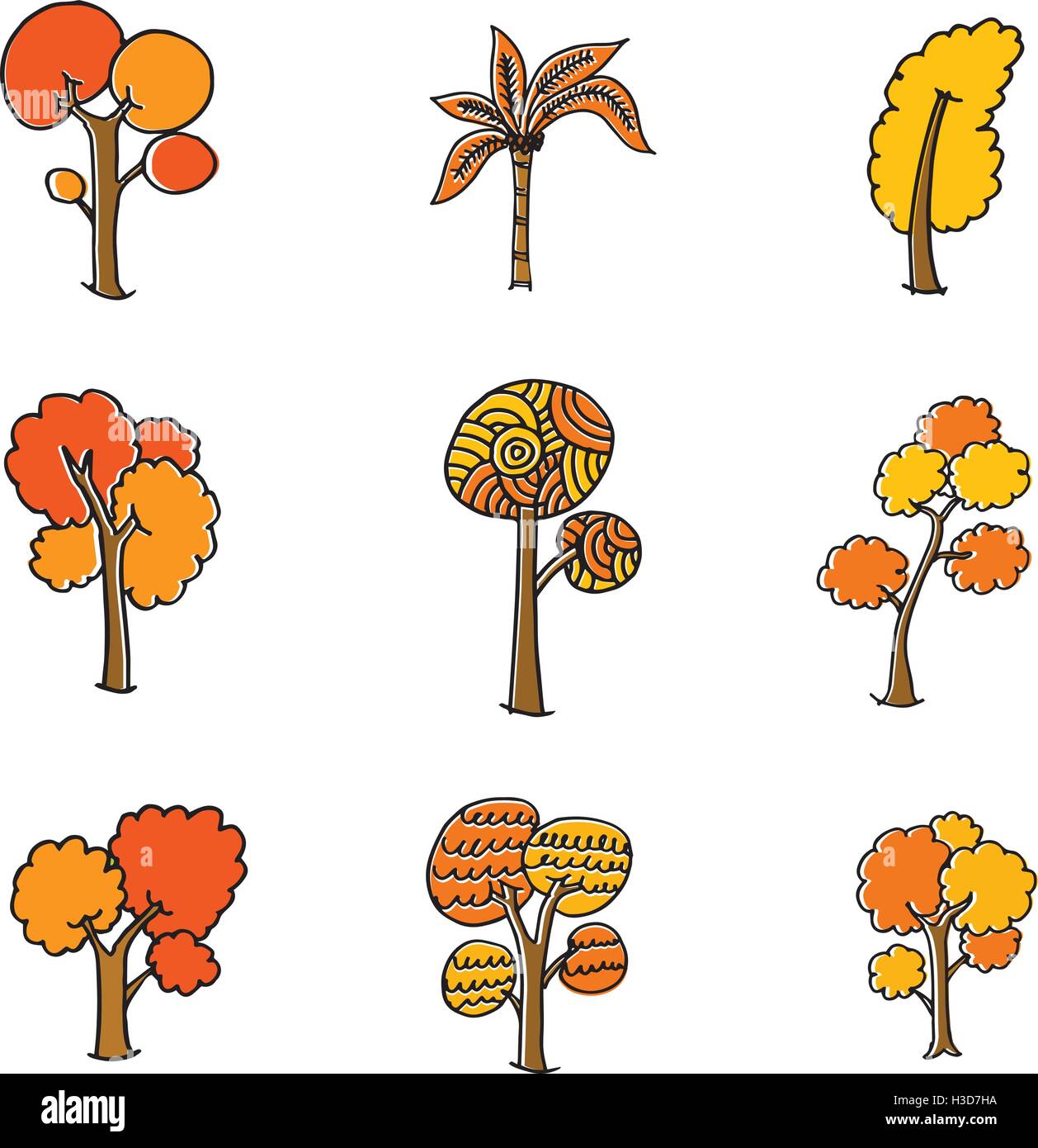 Doodle of orange tree set Stock Vector Image & Art - Alamy