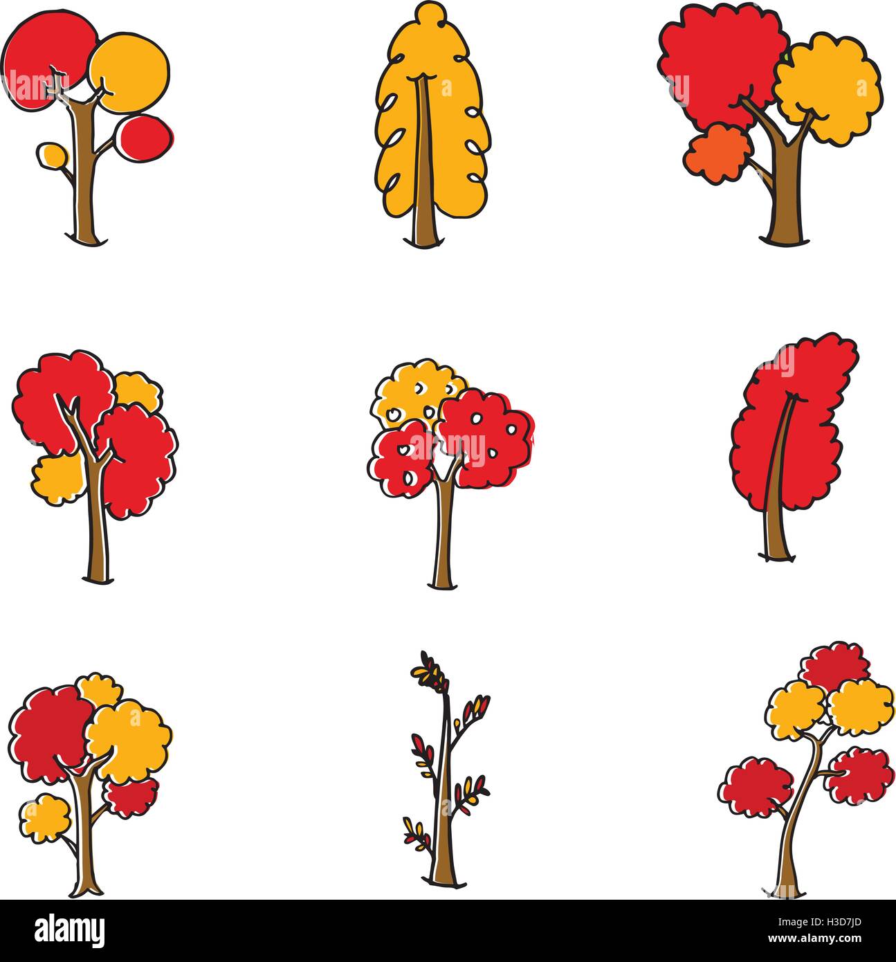 Doodle of different tree set Stock Vector Image & Art - Alamy