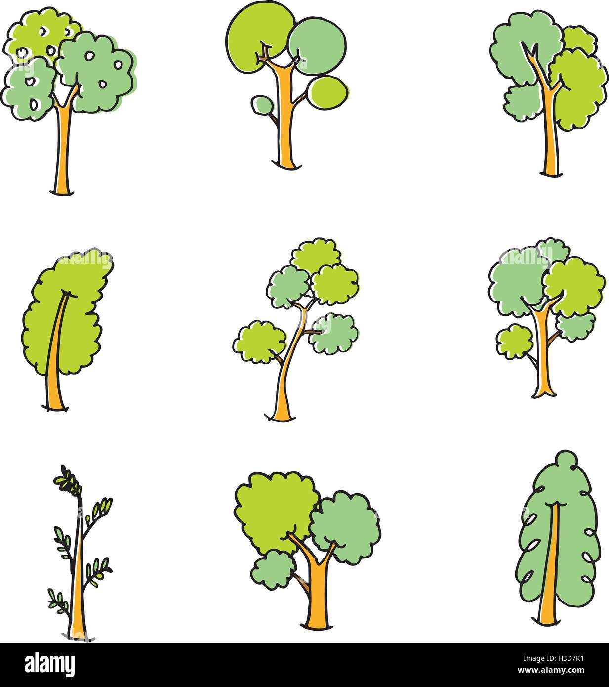 Doodle of object tree set Stock Vector Image & Art - Alamy