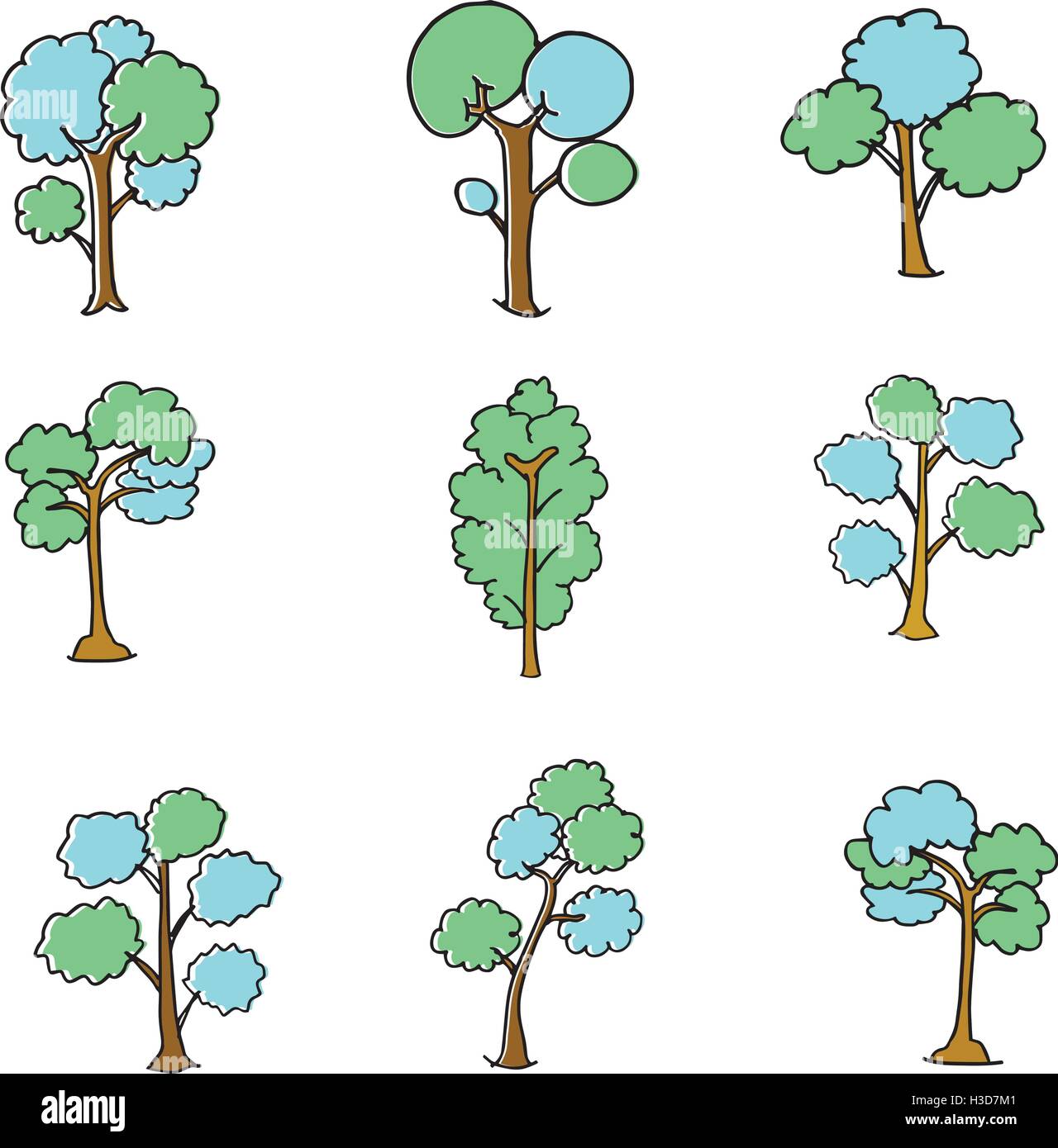 Doodle of many tree set Stock Vector Image & Art - Alamy