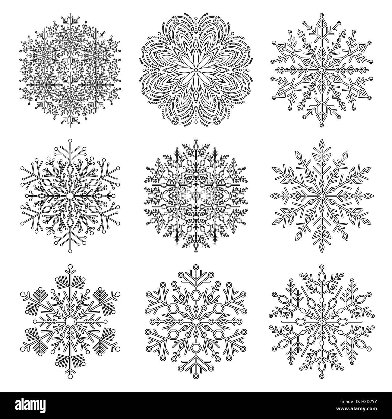 Set of Snowflakes Stock Photo - Alamy