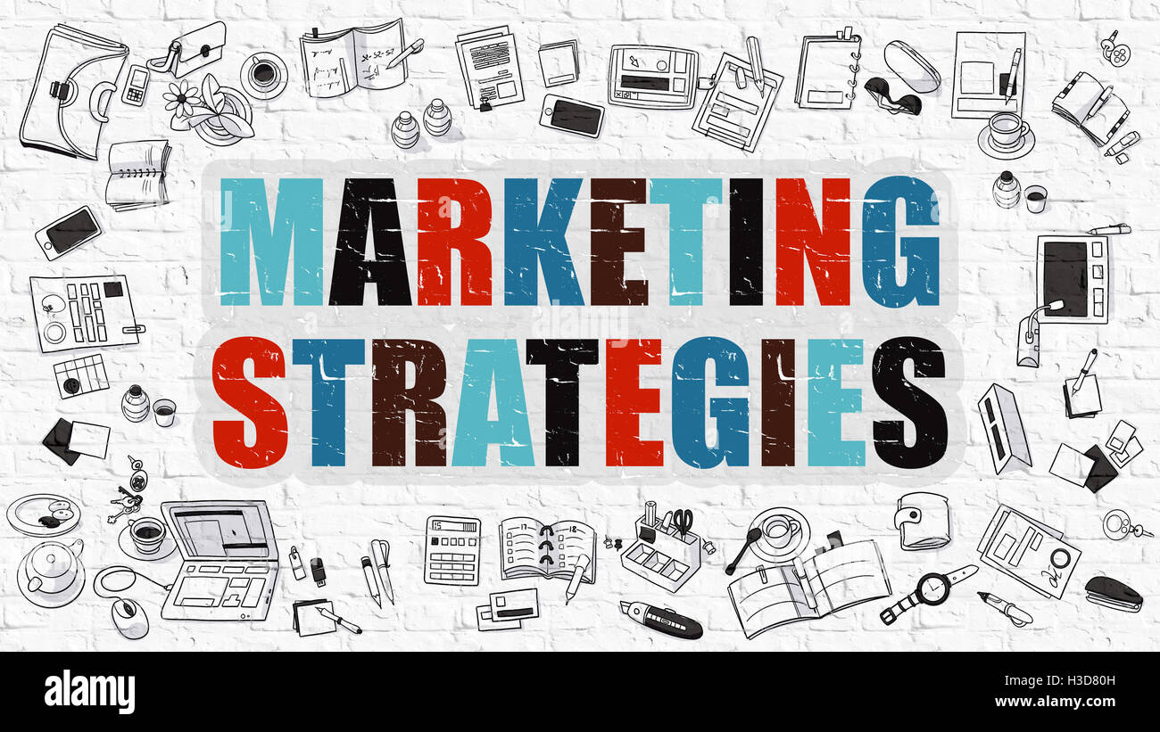 Marketing Strategies in Multicolor. Doodle Design Stock Photo - Alamy