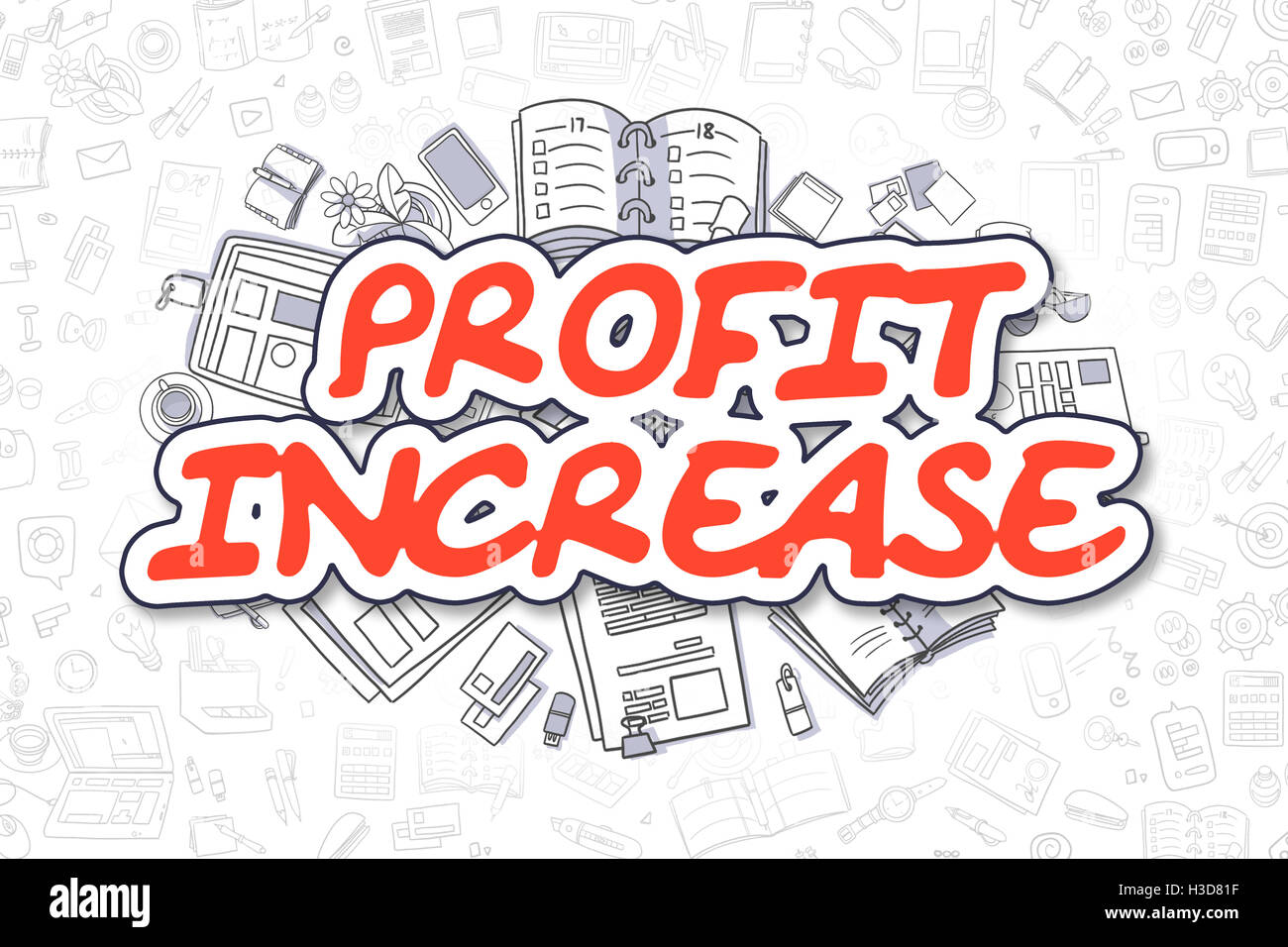 Profit Increase - Cartoon Red Text. Business Concept Stock Photo - Alamy