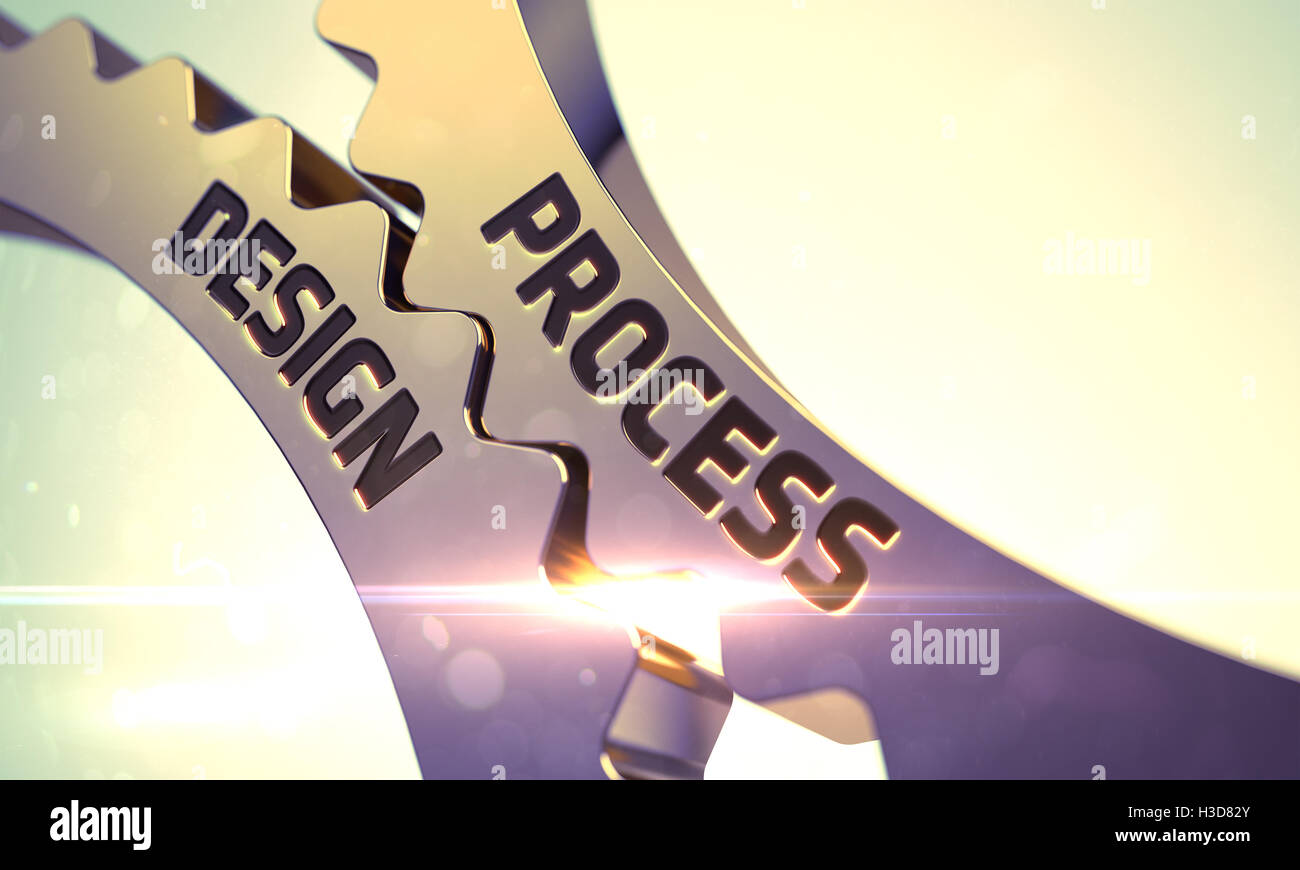 Golden Gears with Process Design Concept. 3D Stock Photo - Alamy