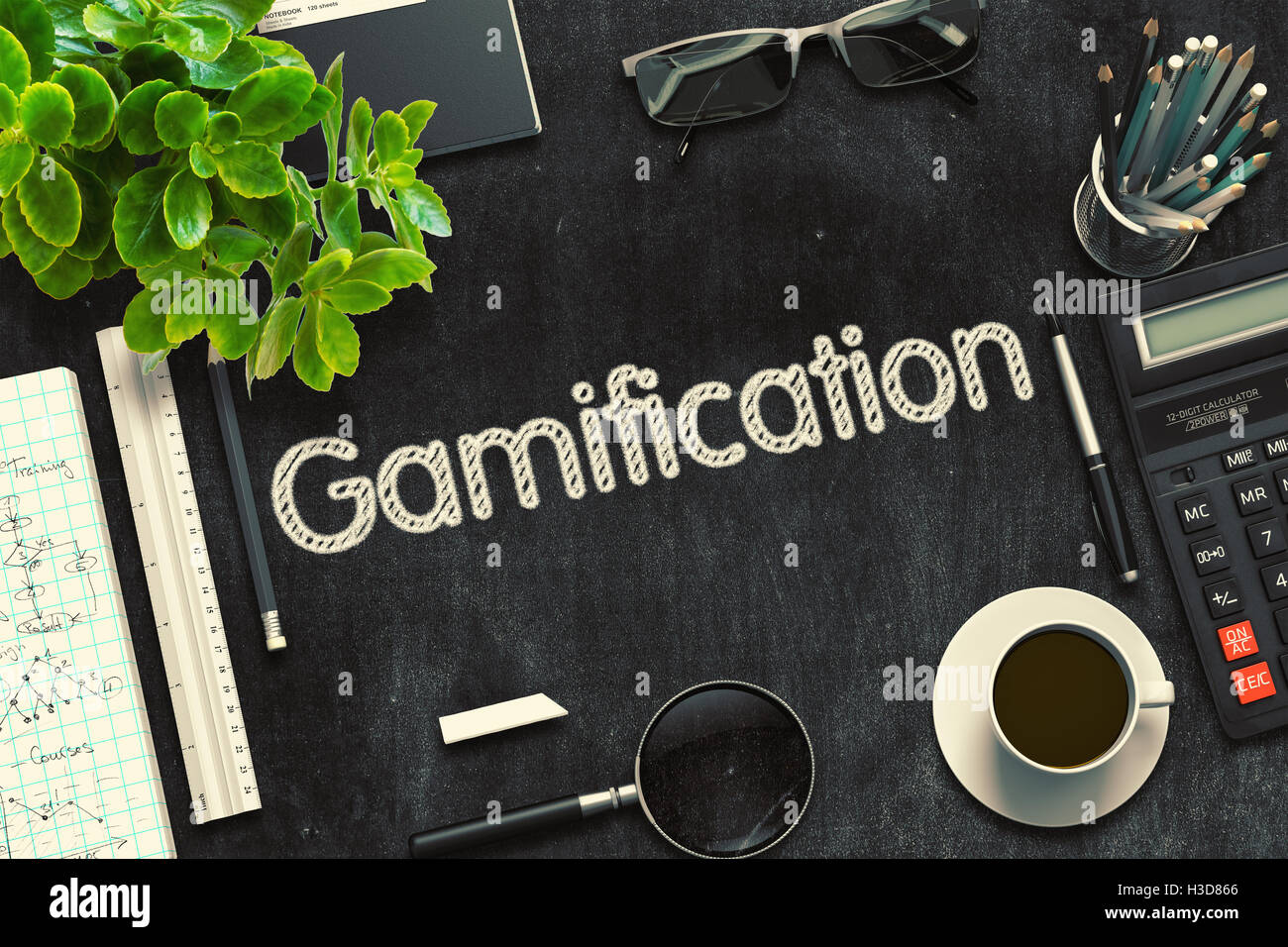 Gamification Concept on Black Chalkboard. 3D Rendering Stock Photo - Alamy