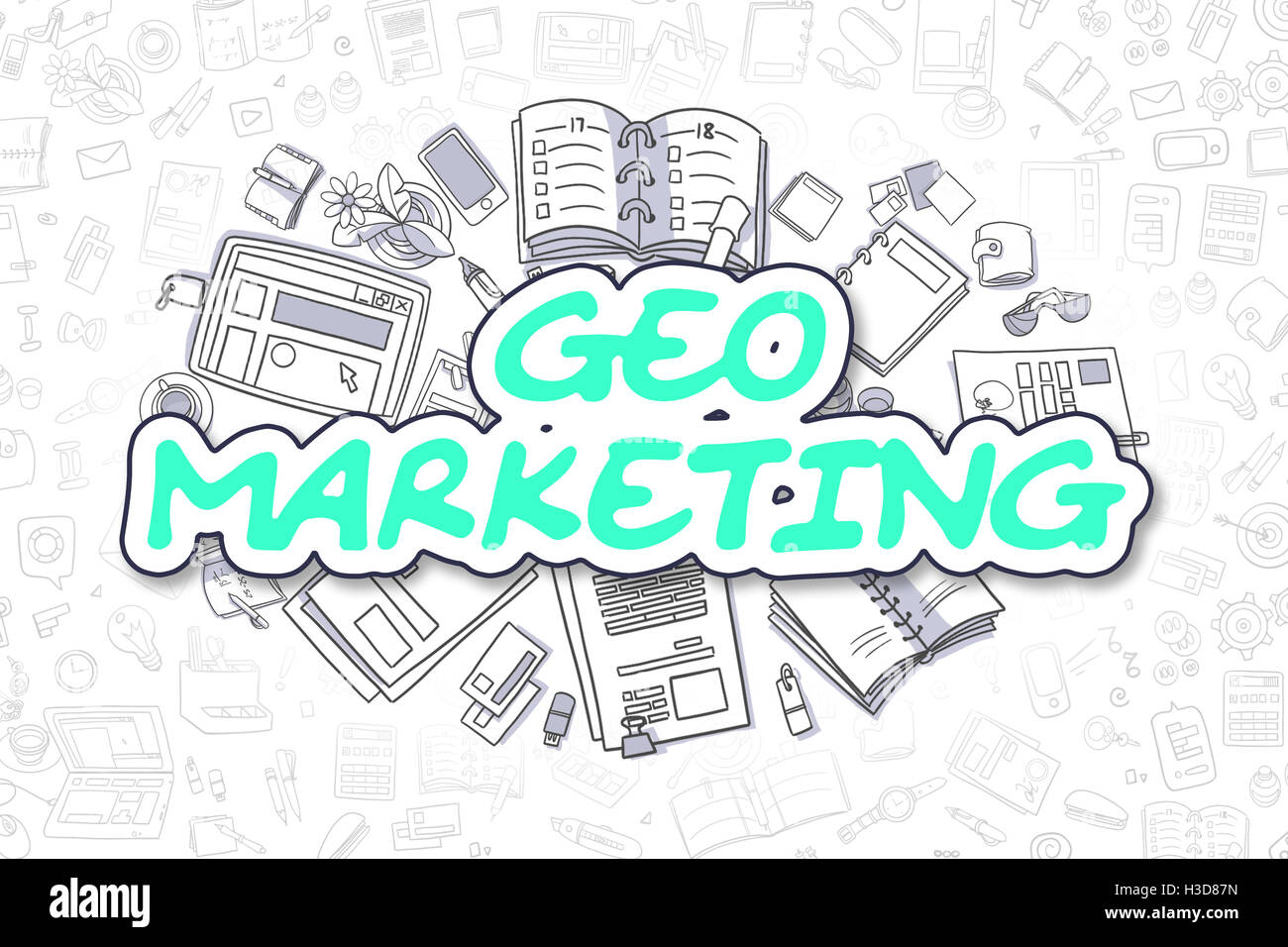 Geo Marketing - Cartoon Green Text. Business Concept Stock Photo - Alamy