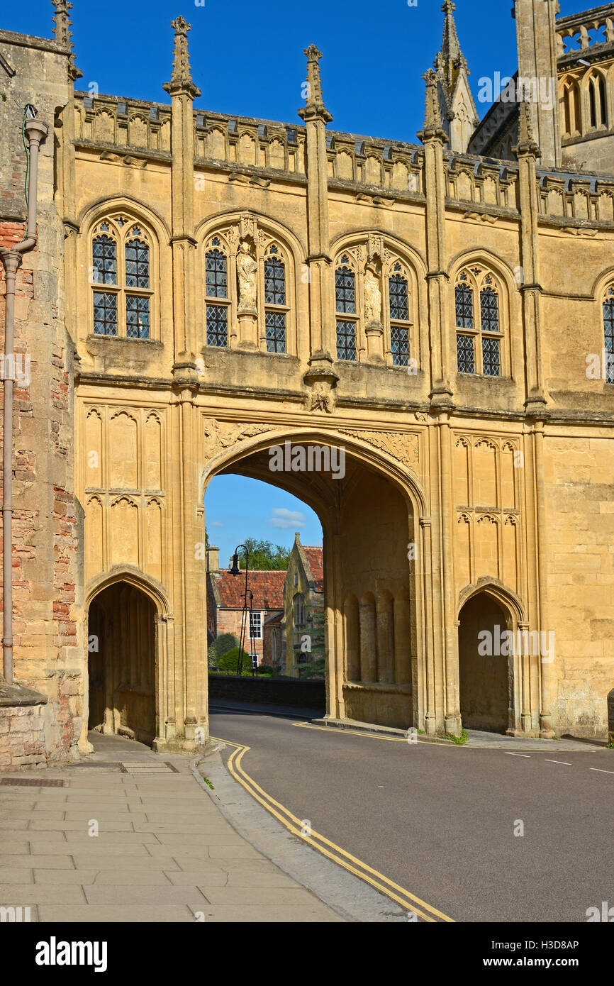 Road under archway at side of Wells Cathedral, Somerset, England Stock ...