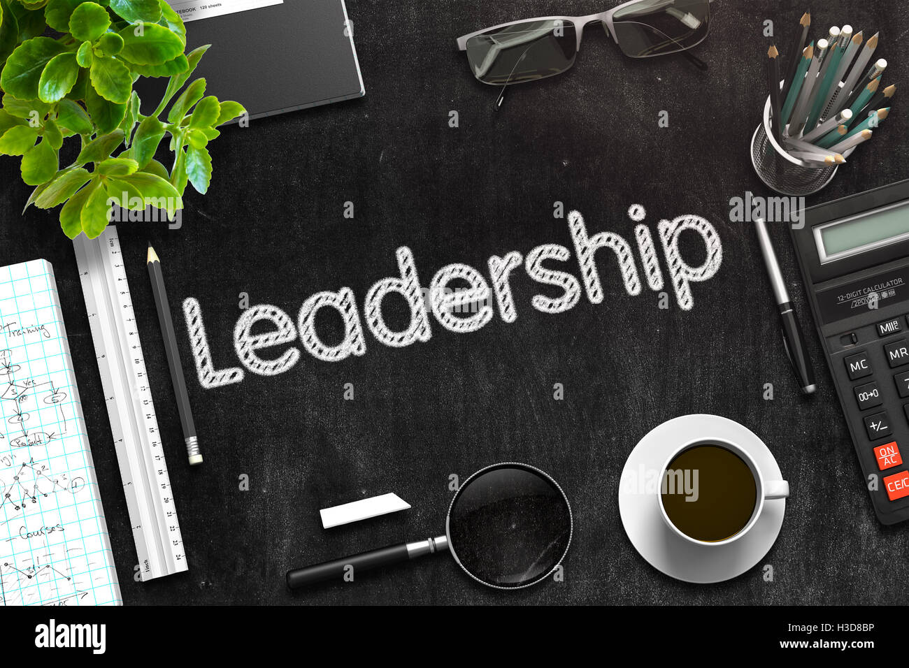 Leadership Handwritten on Black Chalkboard. 3D Rendering Stock Photo ...