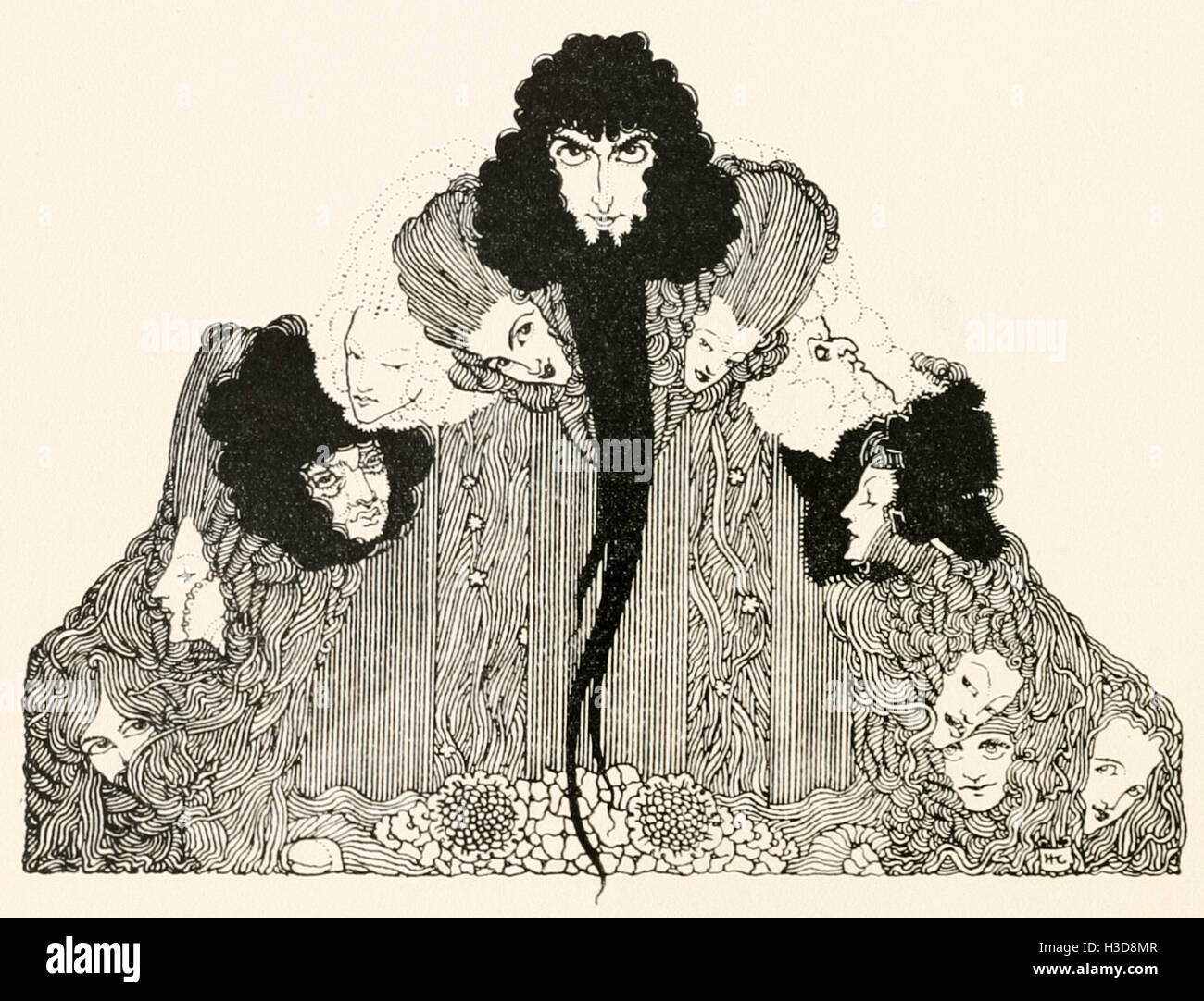 Blue Beard with his many wives and victims. Illustration from ‘Blue ...