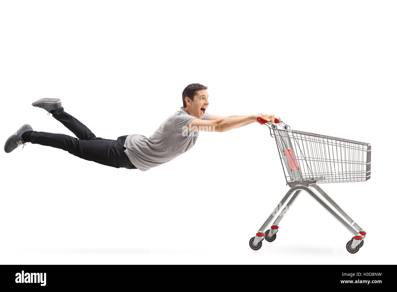 Pulling shopping trolley hi-res stock photography and images - Alamy