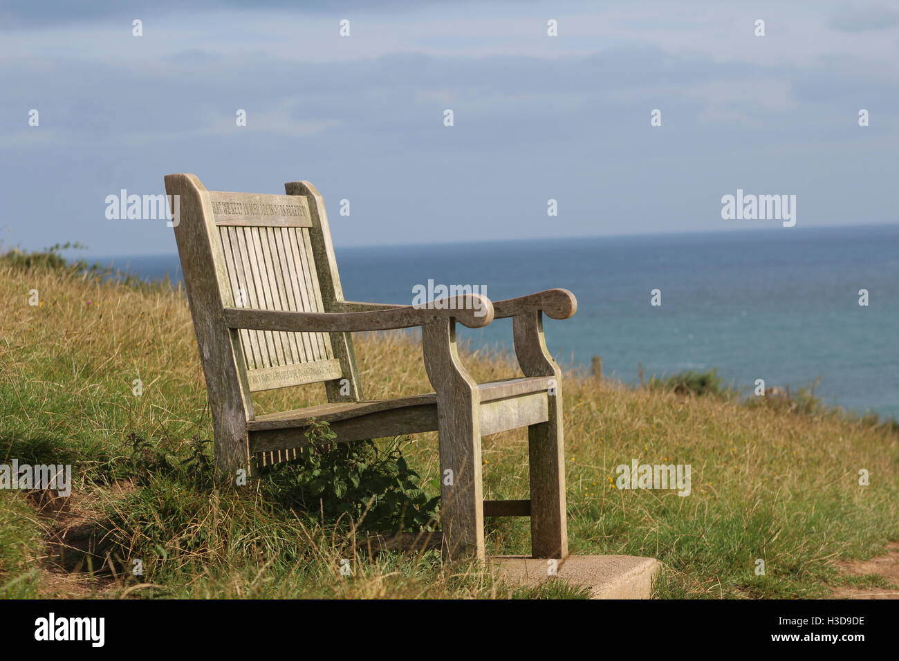 Overlooking the harbour a perfect memorial bench hi-res stock ...