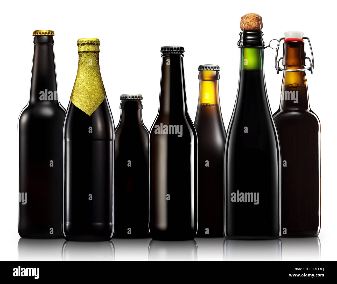Set of beer bottles isolated on white background Stock Photo - Alamy
