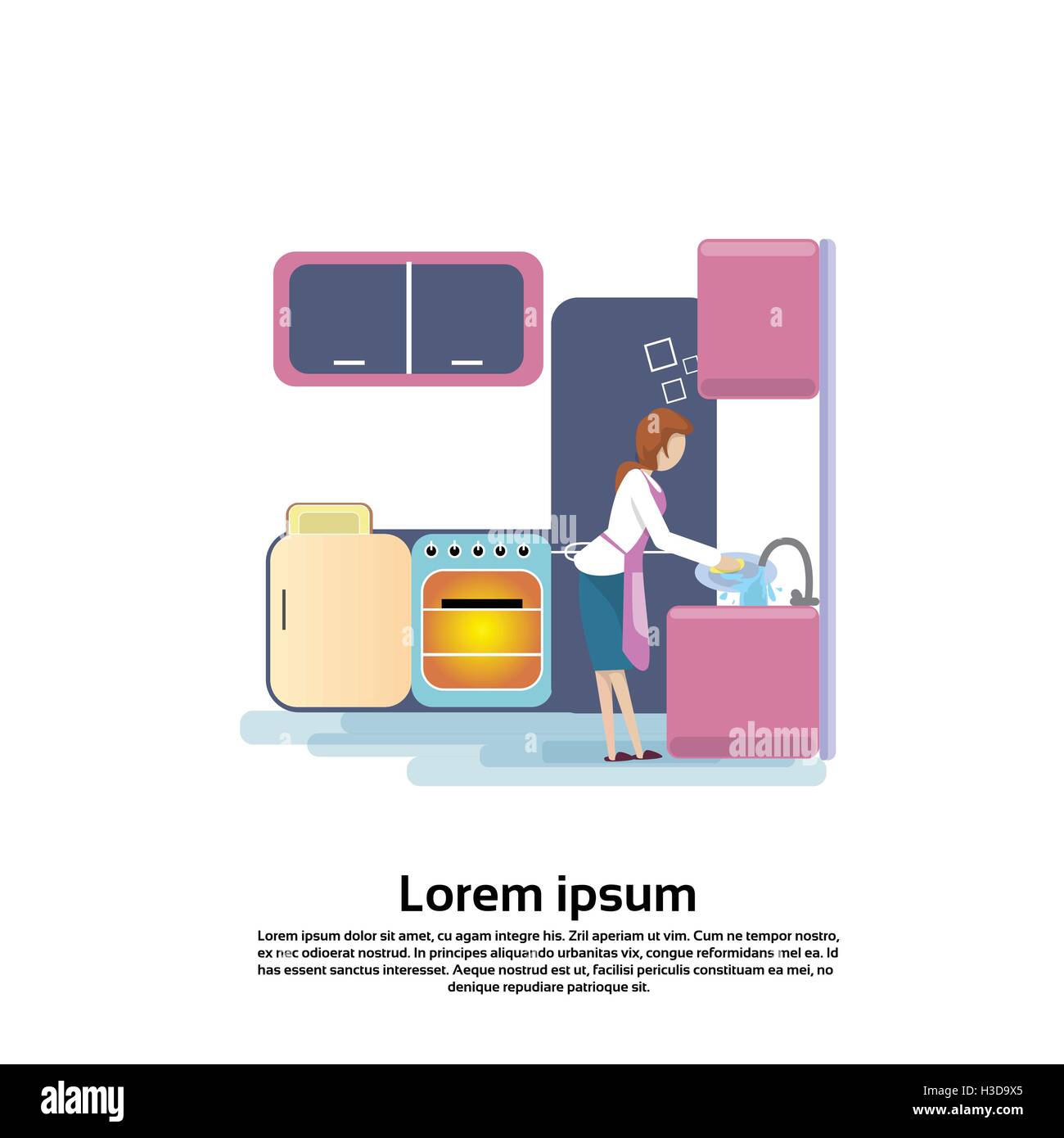 Woman wash dishes Cut Out Stock Images & Pictures - Alamy