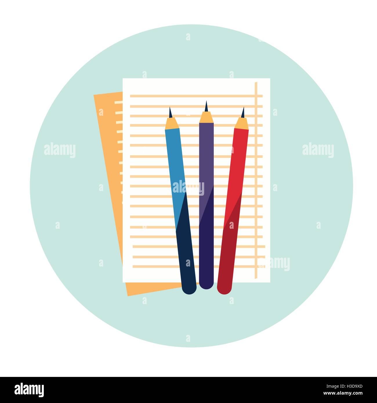 Notebook Colorful Pencil School Workplace Angle View Icon Stock Vector ...