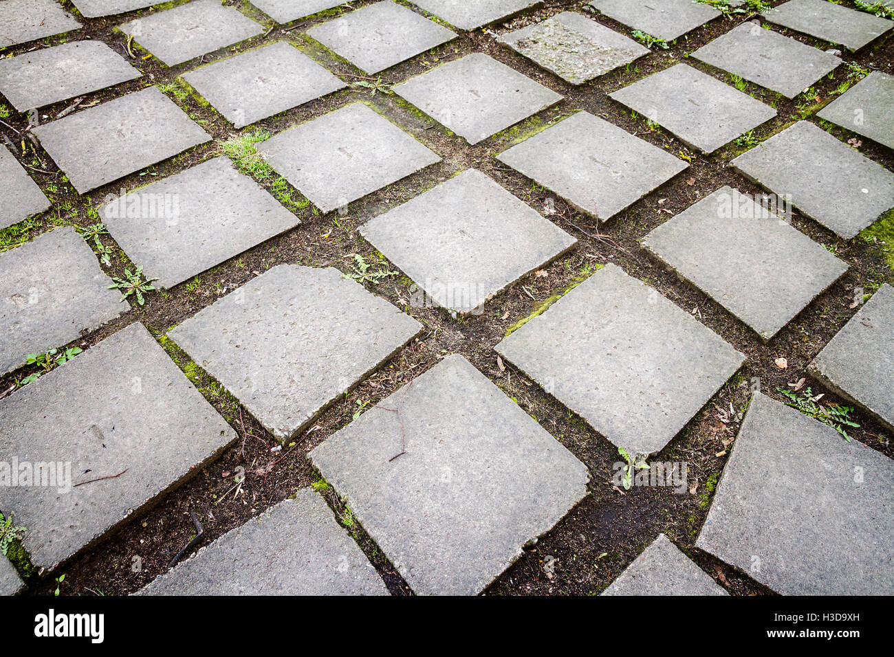Old concrete tiles in the walkway. Abstract architecture background ...