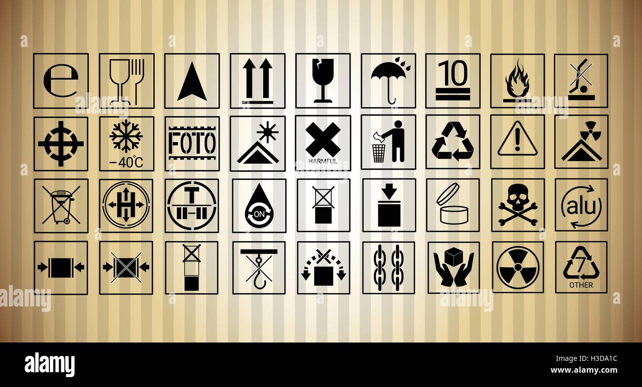 Package Icon Set Protection Fragile Sign Collection Stock Vector Image ...