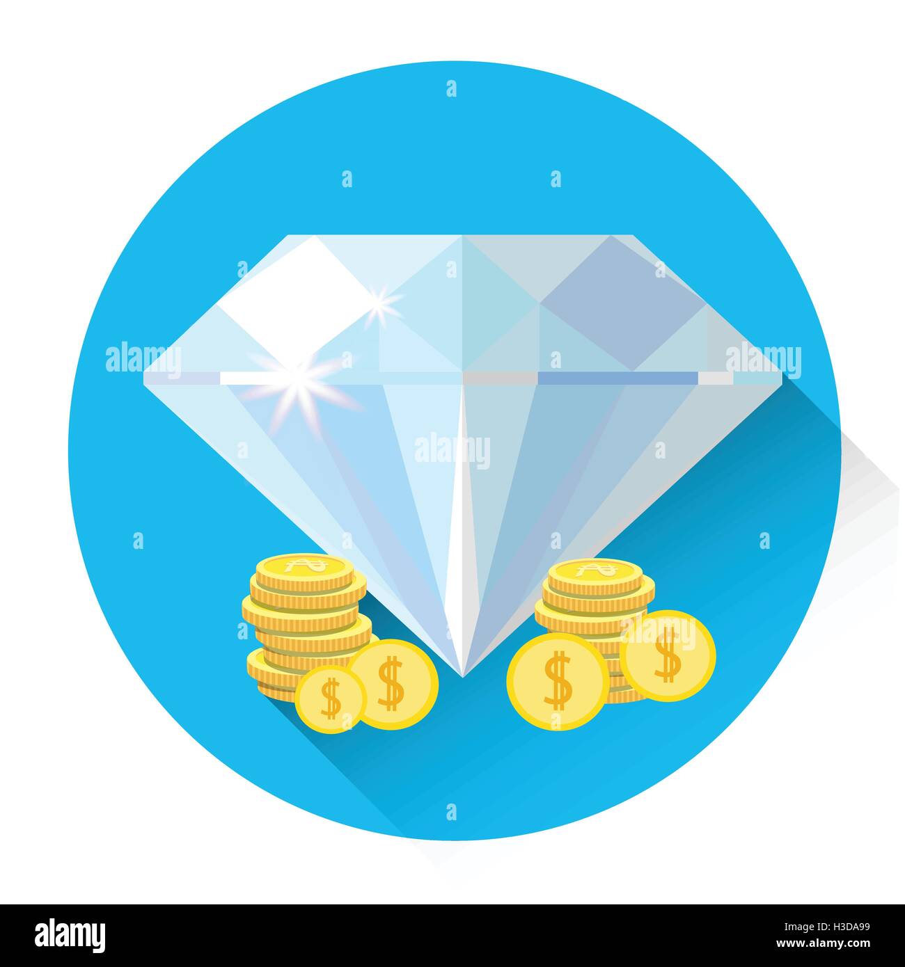 Diamond With Coins Colorful Icon Business Investment Concept Stock ...