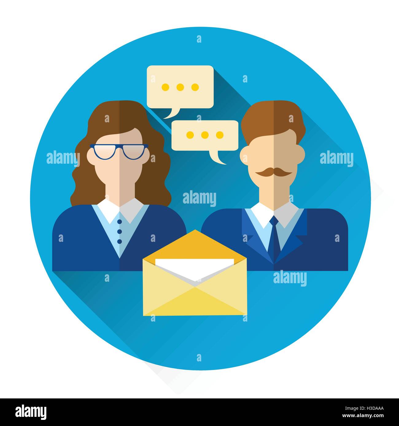 Male And Female Icon With Chat Bubble Envelope Social Mail Network ...