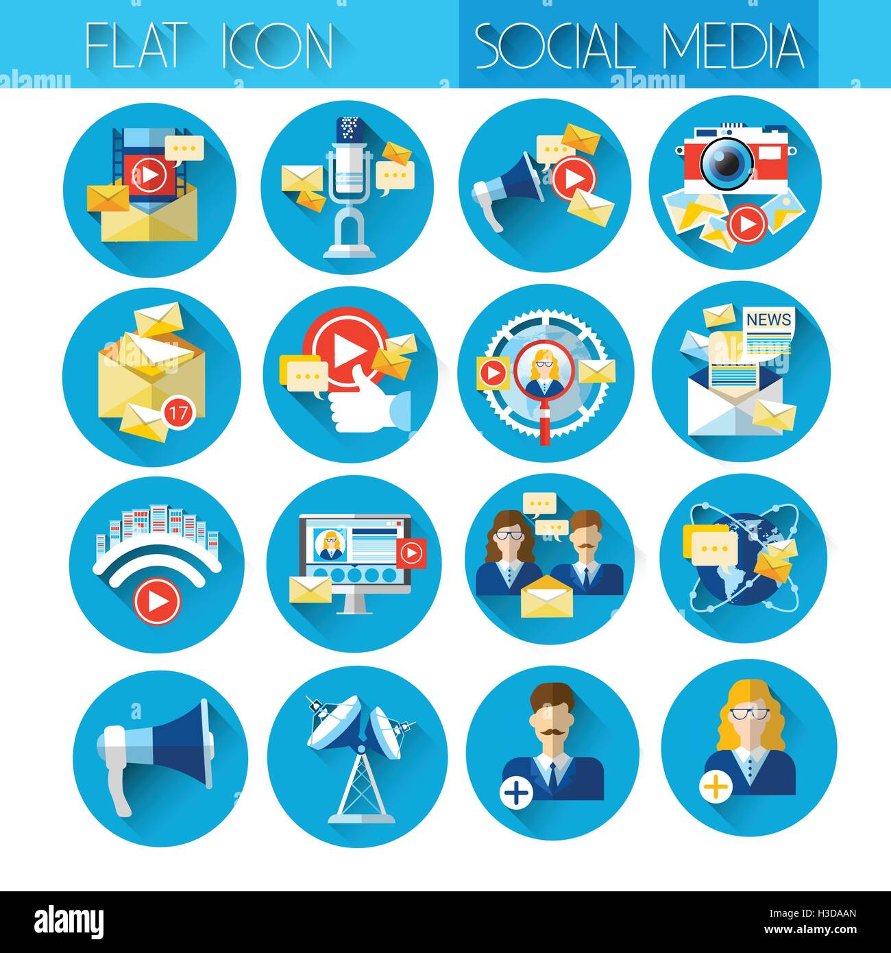 Web Internet Icon Set Social Network Communication Collection Stock ...