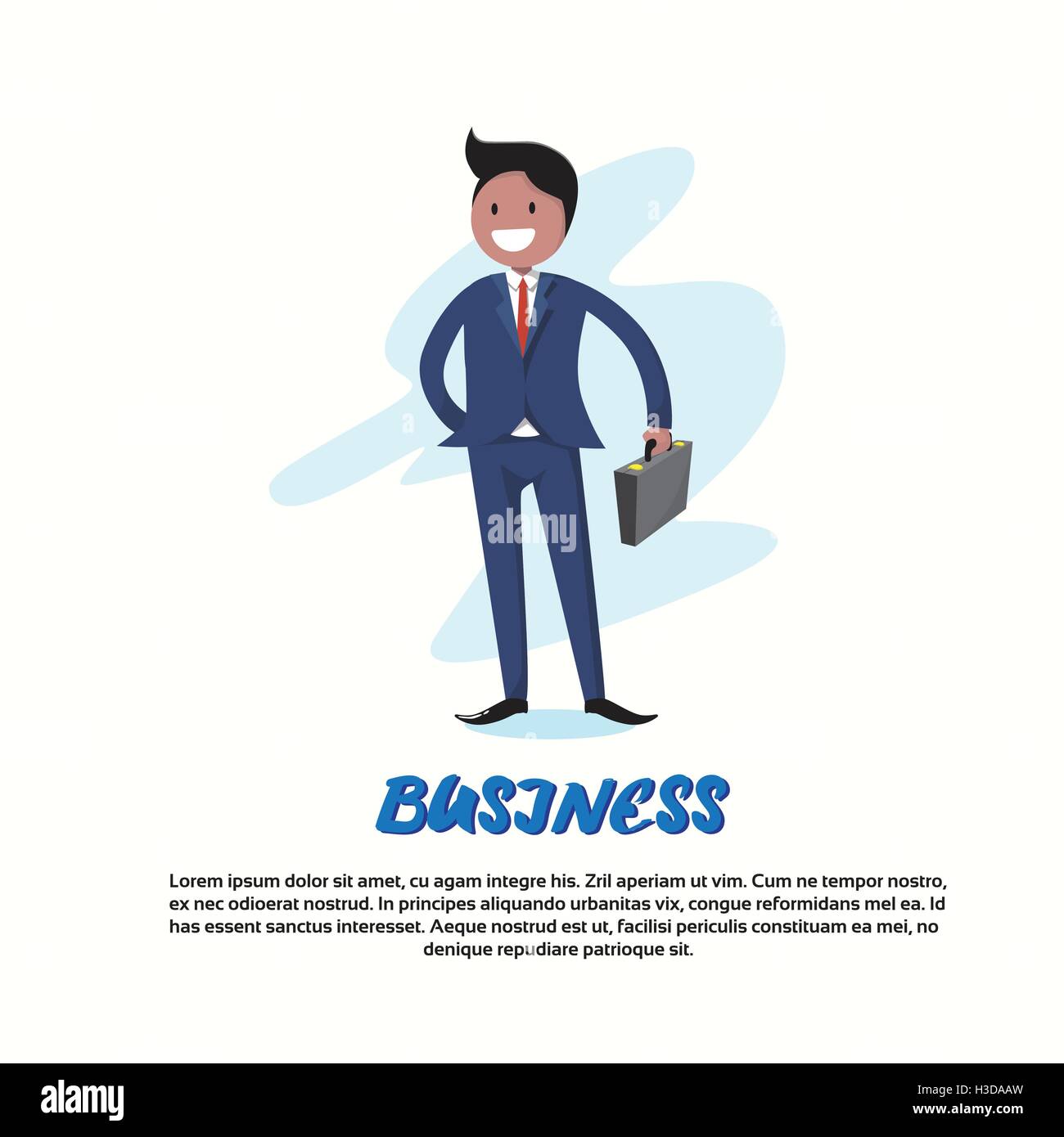 Businessman Smile Hold Briefcase Full Length Cartoon Character Stock ...