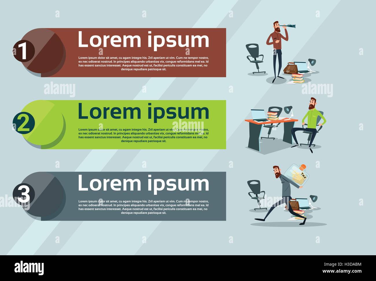 Business Man Working Set Banner Infographics Stock Vector Image & Art ...