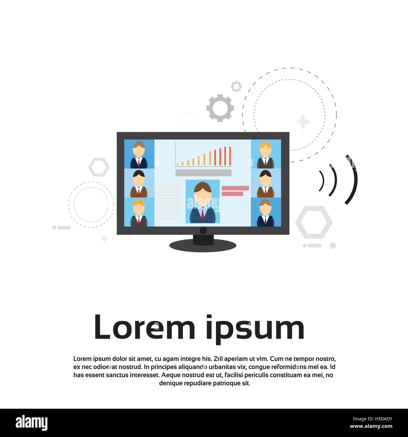 Computer Desktop Social Network Communication Internet Connection Stock ...