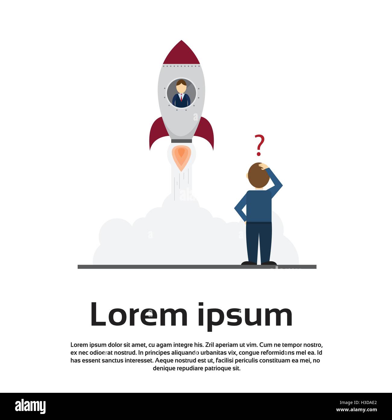 Business Man With Question Mark Pondering Successful Startup With ...