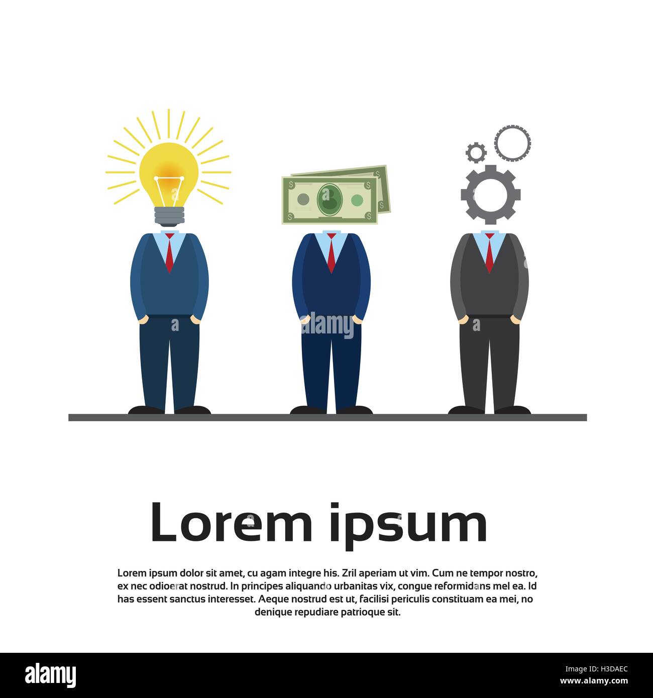 Business People Team Light Bulb Cogwheel Money Head, Successful ...