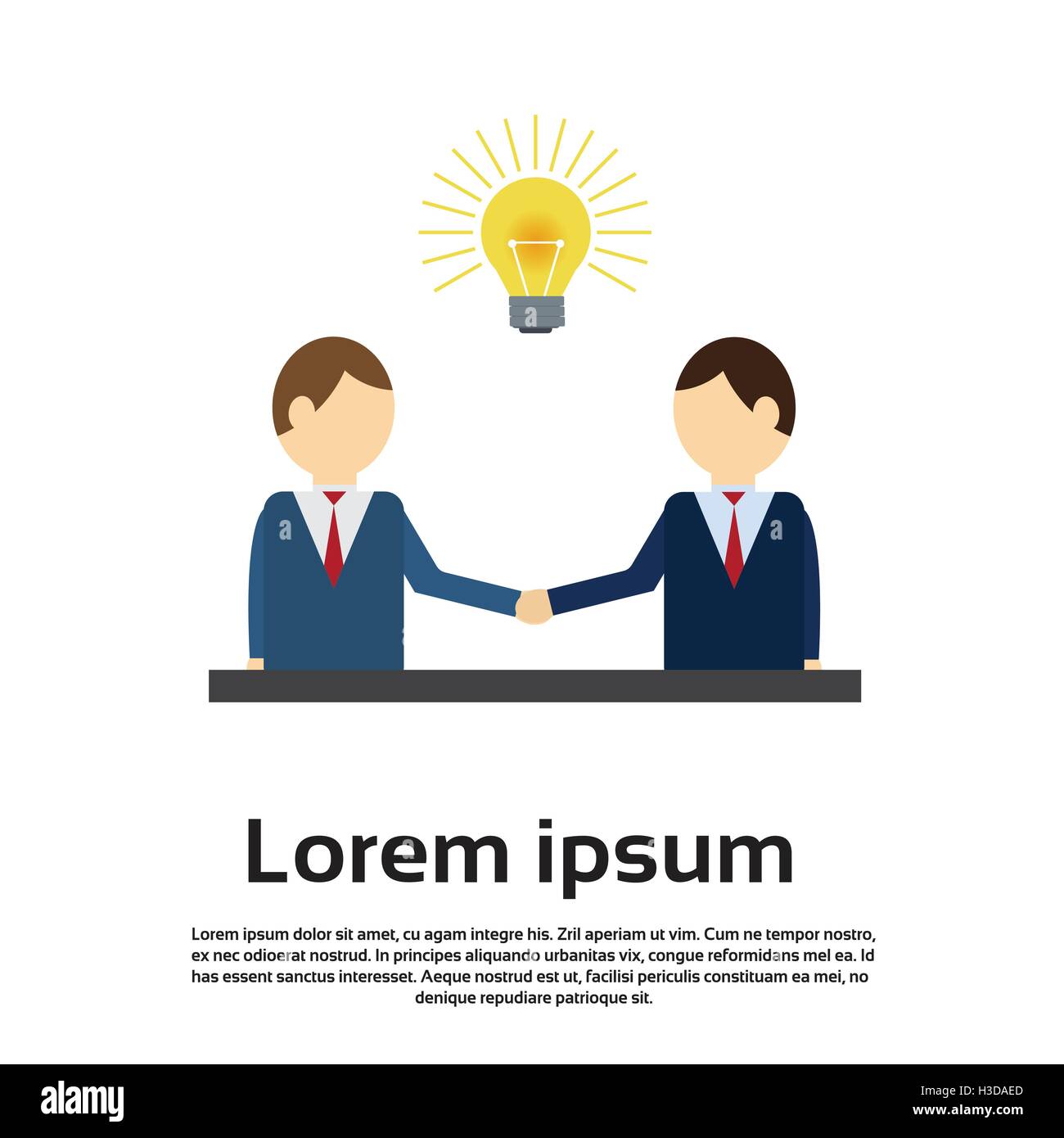 Business Man Shake Hand Concept Light Bulb New Idea Stock Vector Image ...