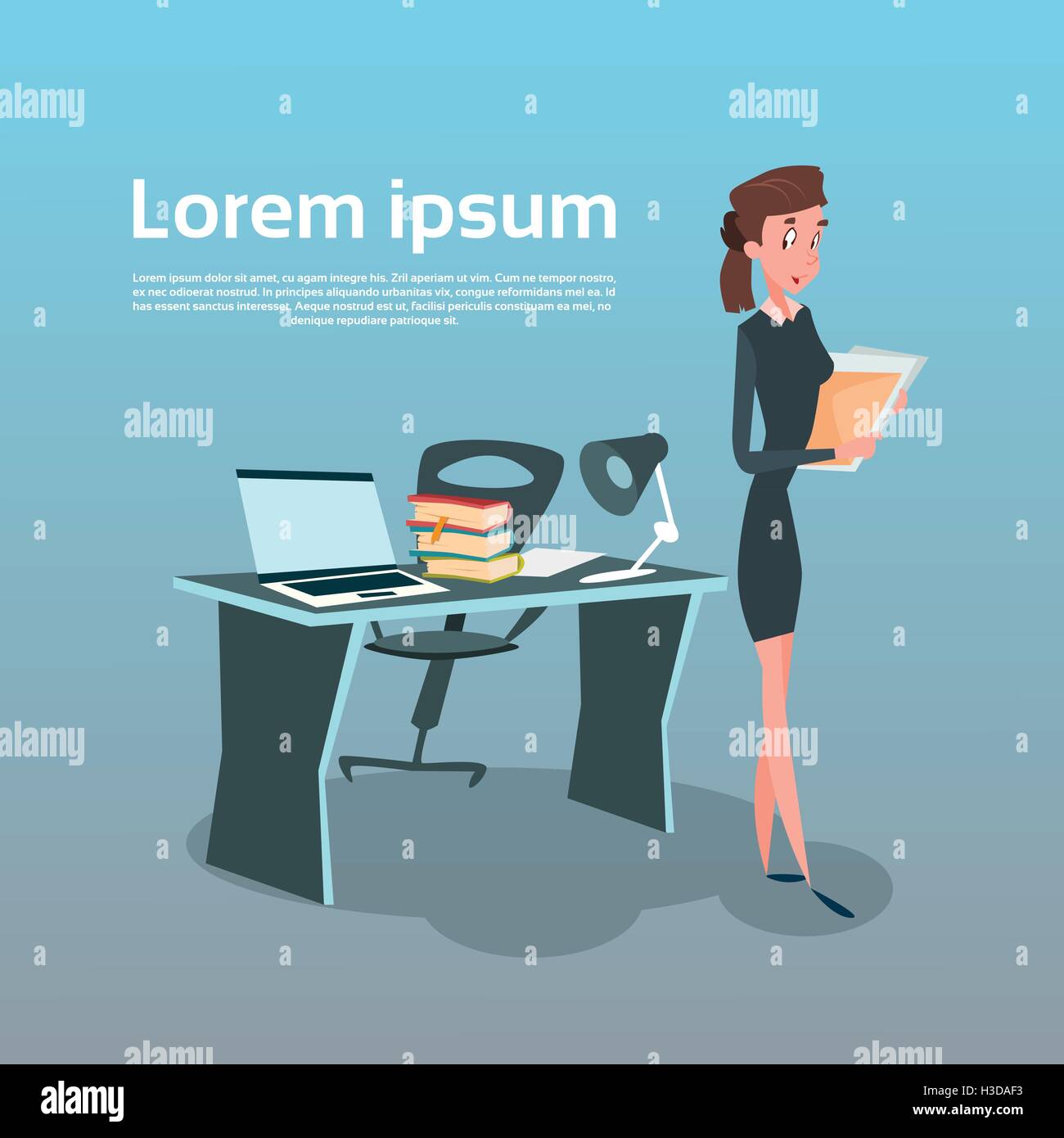 Businesswoman Office Desk Business Woman Hold Paper Document Secretary ...